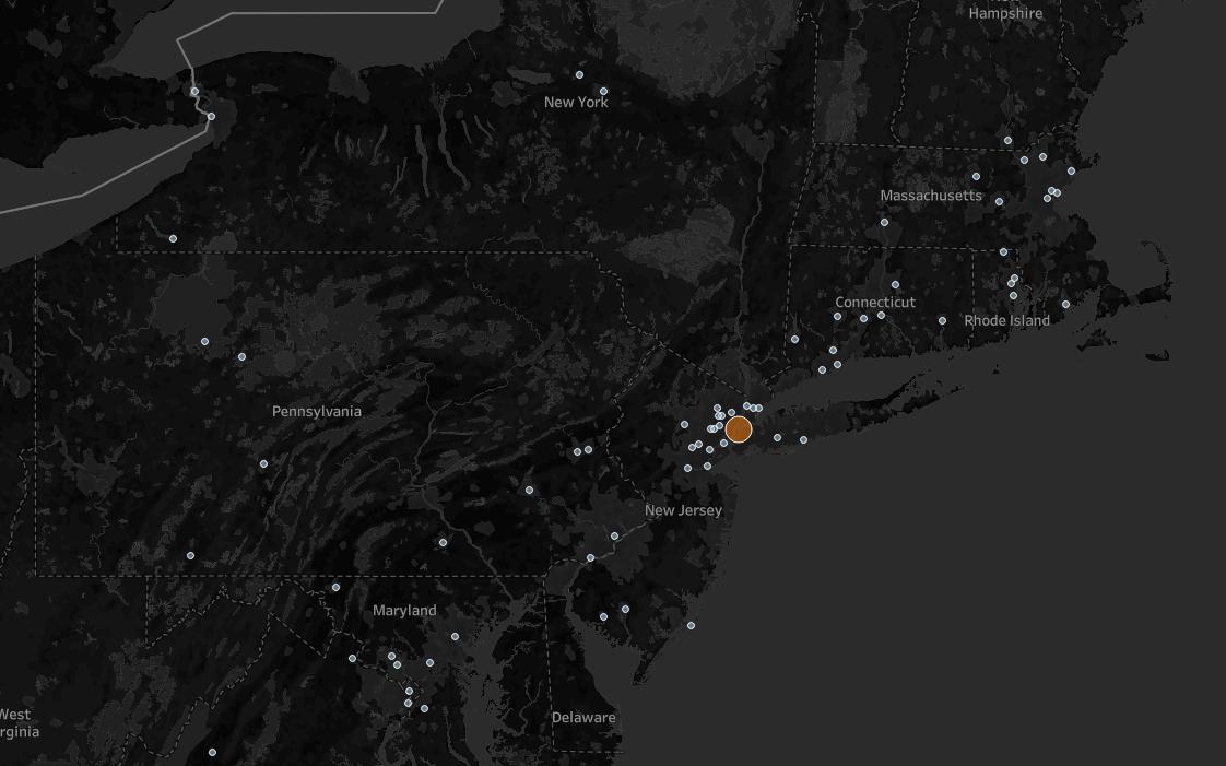 Highlight and zoom to a point on a map but do not filter – Tableau ...