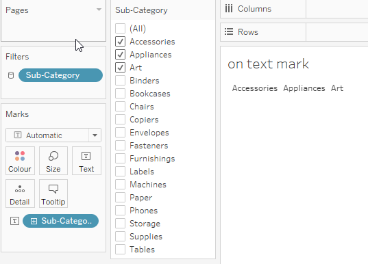How to show filter selection and custom “all selection” on text marks ...