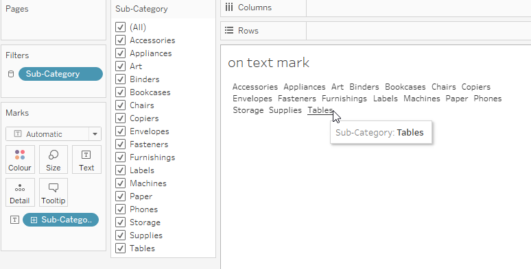How to show filter selection and custom “all selection” on text marks ...