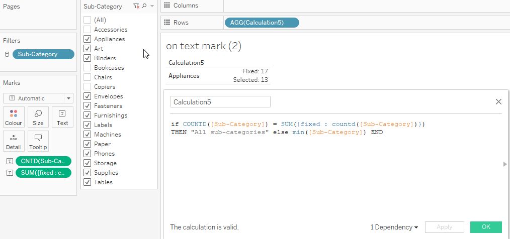 How to show filter selection and custom “all selection” on text marks ...