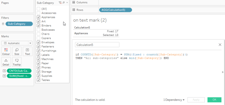 How to show filter selection and custom “all selection” on text marks ...